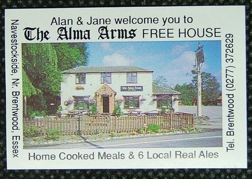 Matchbox label Pub Inn The Alma Arms Navestockside Brentwood Kent MM449 ...