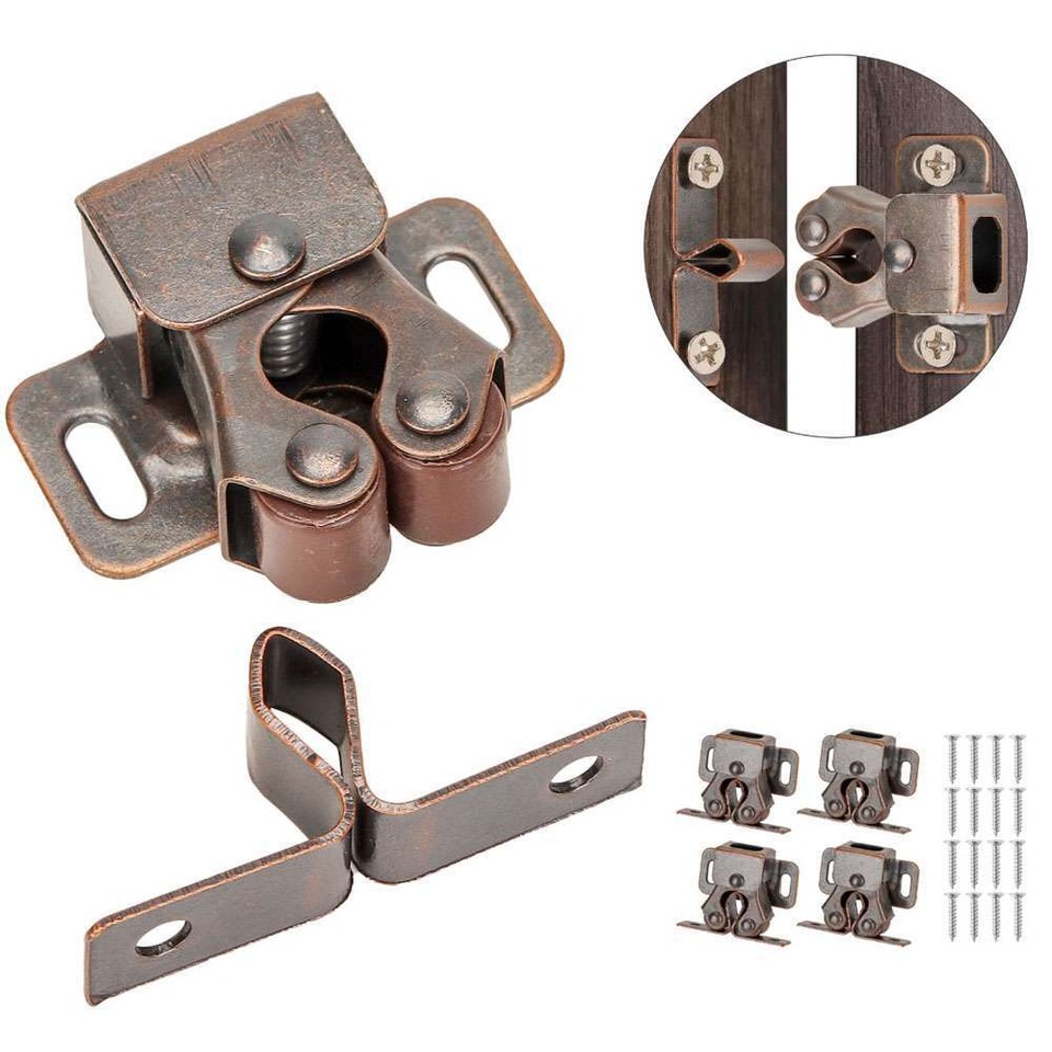 Double Roller Catch with Prong for Cabinet Doors, 4 Set Cabinet Latch ...