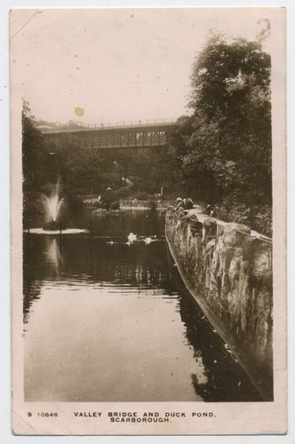 Valley Bridge & Duck Pond Scarborough Yorkshire Vintage Real Photo ...