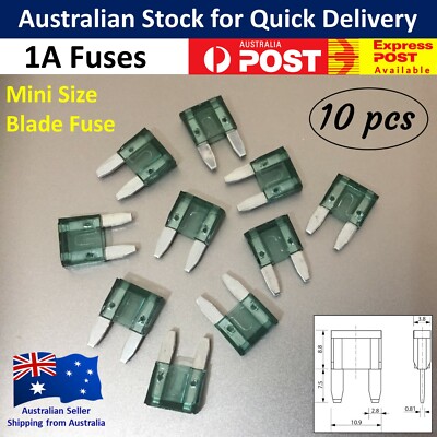 10pcs / 1 Amp Mini Blade Fuse - Aqua Car Truck Auto Fuses 1A | eBay ...