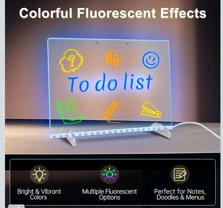 LED Note Board with 7 Colors, Includes Adapter, 13"x10" Led Drawing ...
