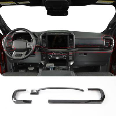 Carbon Fiber Center Console Dash Decor Strips Trim For Ford F150 2021 ...