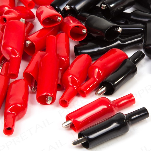 10 Crocodile Clips 5a Fully Insulated Jacket 56mm Alligator Solder ...