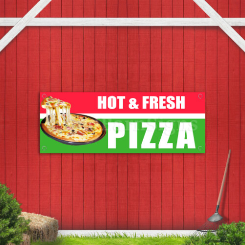 Hot & Fresh Pizza Indoor Outdoor Vinyl Banner Design | eBay