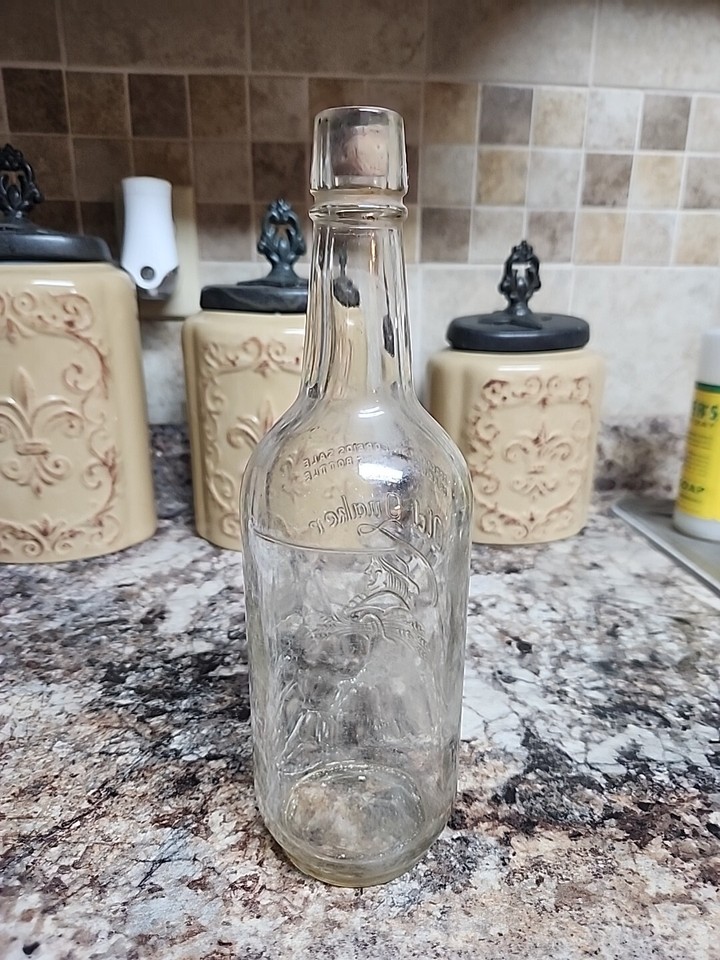 Vintage~Quart Size ~Old Quaker~Clear Whiskey Bottle ~Spider Web ...