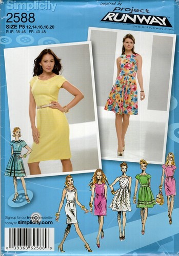Simplicity 2588 PROJECT RUNWAY Round Yoke Dress w Skirt Variations Sz ...