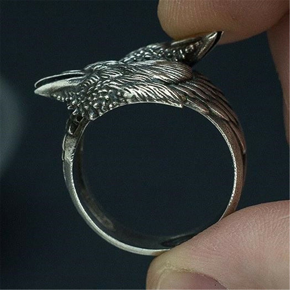 Men Viking Jewelry Ravens Ring Norse Mythology Odin Crow Alloy Ring ...