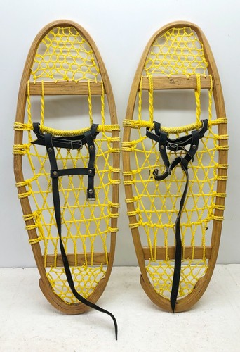 Antique Vintage 11" X 31" Bear Paw Nylon Webbing Snowshoes Usable or ...