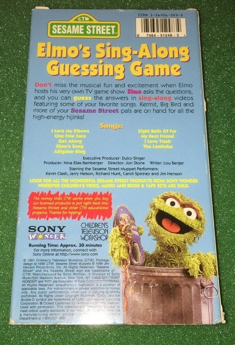 Sesame Street Elmo Sing Along Guessing Game Vhs