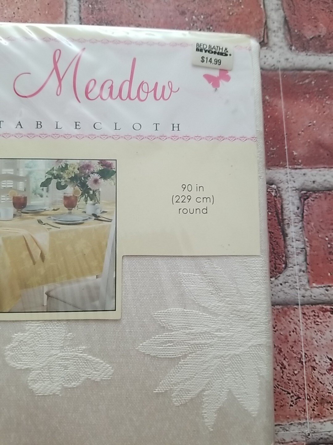 Damask Tablecloth Spring Meadow 90” Round Light Yellow Champagne Seats ...