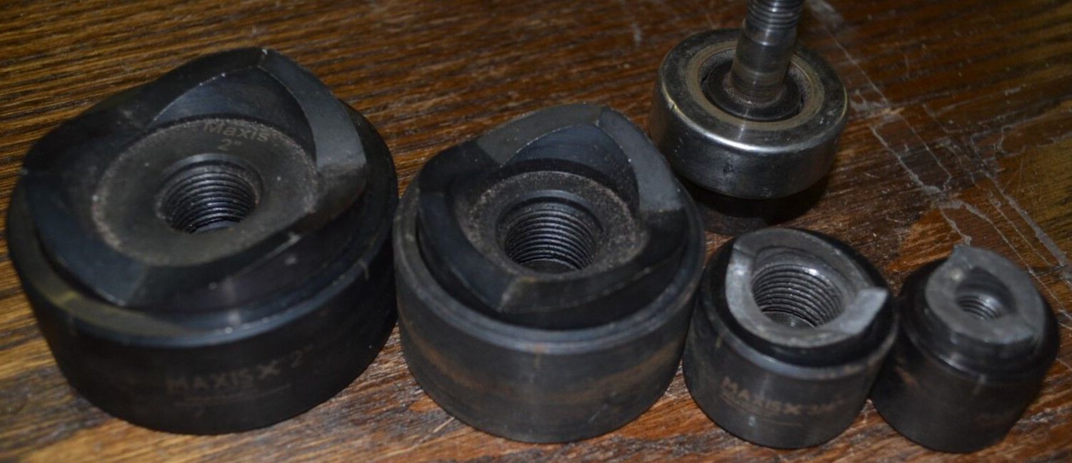 9 Piece Lot of Maxis Knockout Punch and Die Tools 2", 1 1/2", 3/4", 1/2 ...