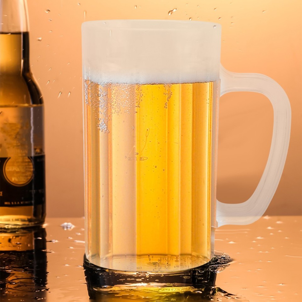 2pcs 520ml Handgrip Cup Transparent Beer Mug with Handle Anti-fall ...