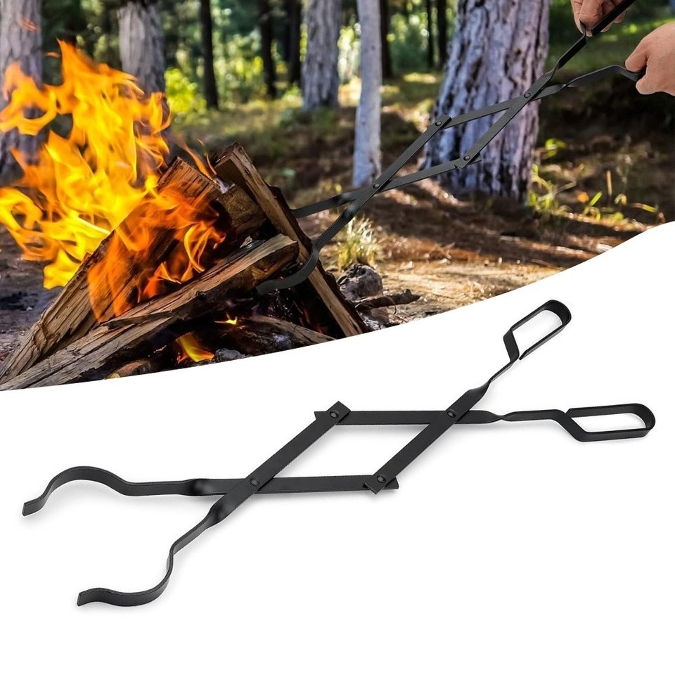 Heavy Duty Iron Fireplace Tongs for Safe Fire and Fireplace Log ...