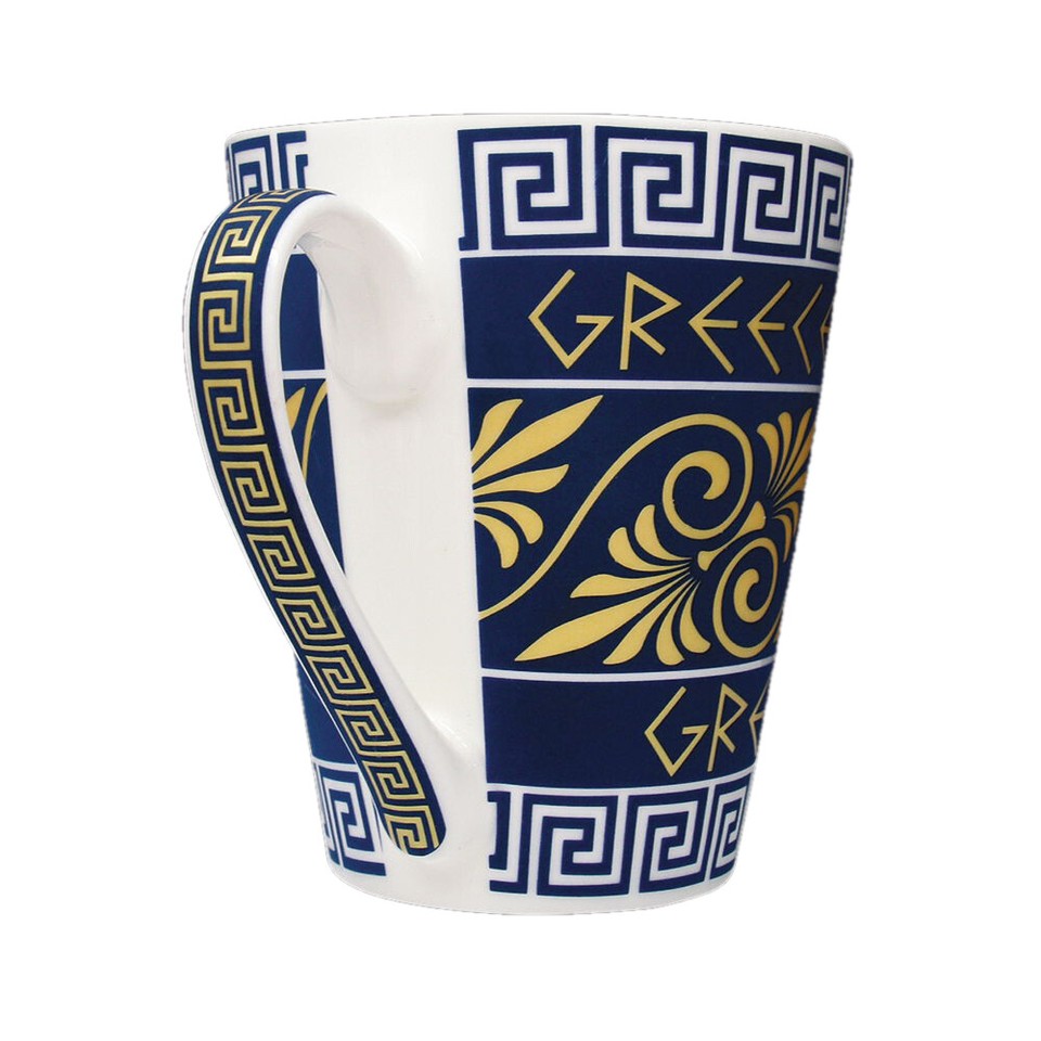 Coffee Mug Greek Key Cup Meander Large 200ml In Blue &Gold Color Greek ...