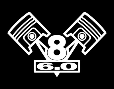 2 V8 6.0 LITER ENGINE PISTON DECALS 364-366 CID STICKER EMBLEMS BADGES ...