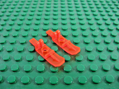 2x LEGO Trans-Neon Orange Ski with Hinge Utensil Minifig Ice Planet2000 ...