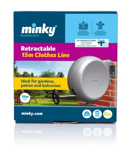 Minky Retractable Clothes Line 15m Garden Washing Line 15M Pull Cord up ...