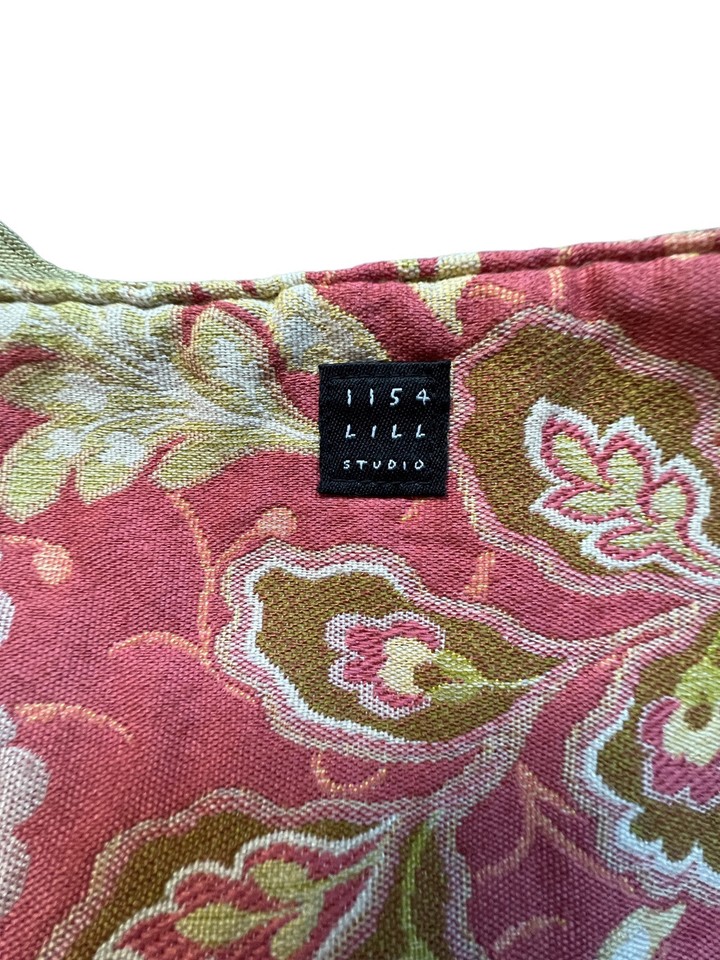 1154 Lisa Lill Studio Shoulder Bag Purse Fabric Coral Green Floral ...