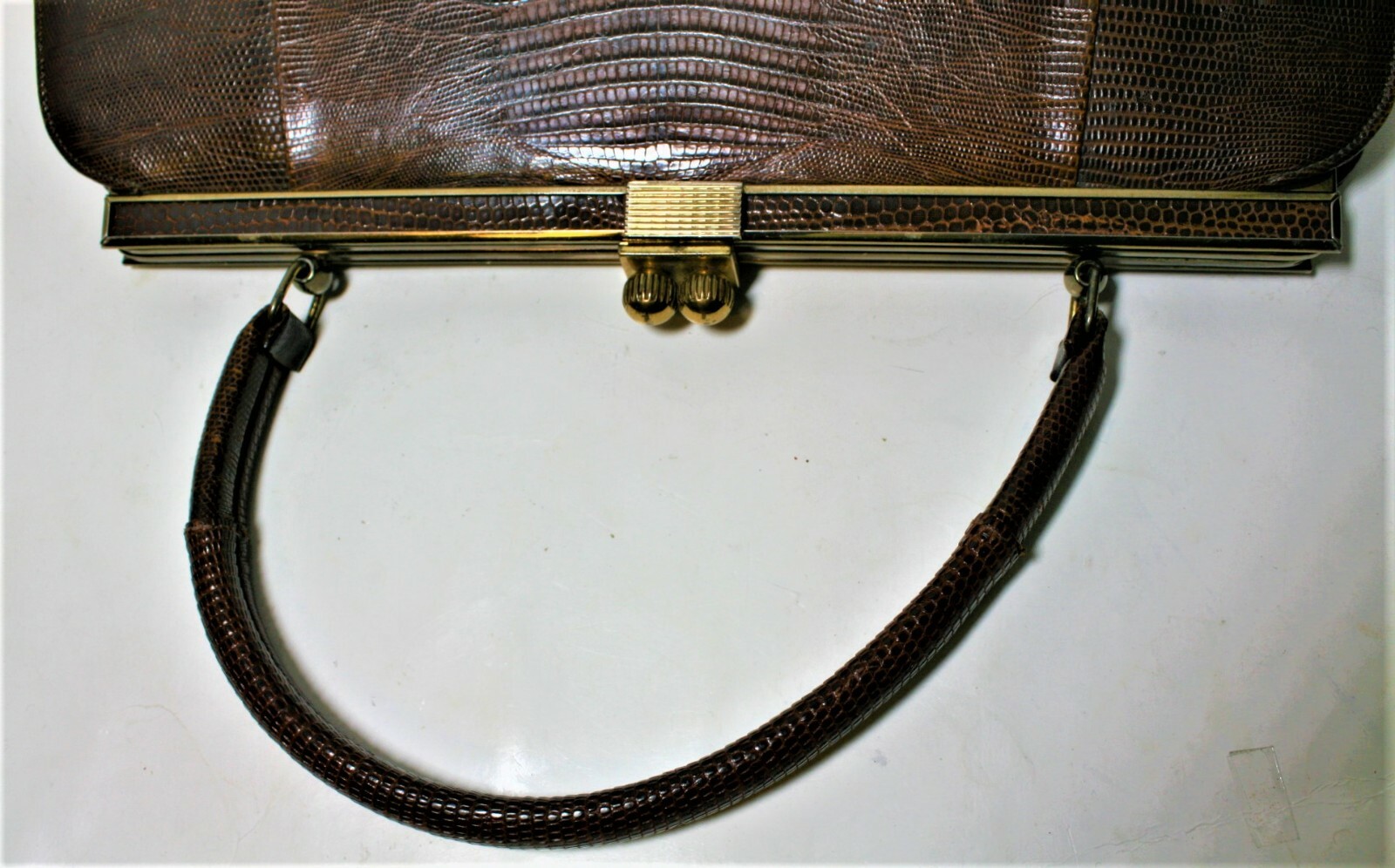VINTAGE BELLESTONE GENUINE LIZARD FRAME BAG BROWN HANDBAG VTG | eBay