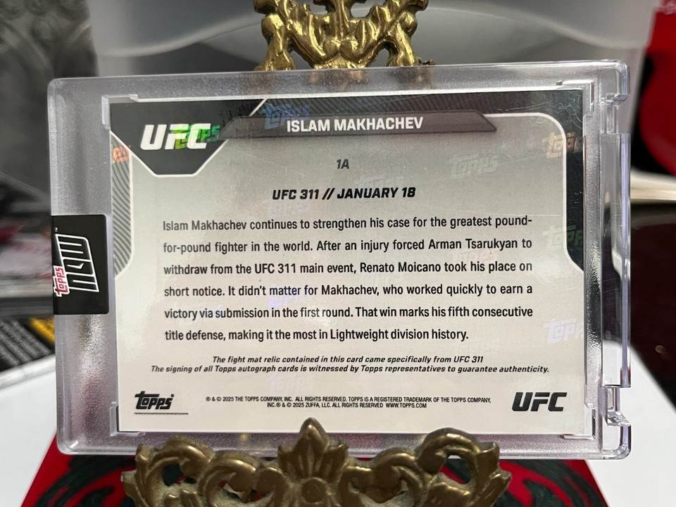 2025 Topps Now UFC Islam Makhachev Gold UFC 311 Mat Relic Autograph ...