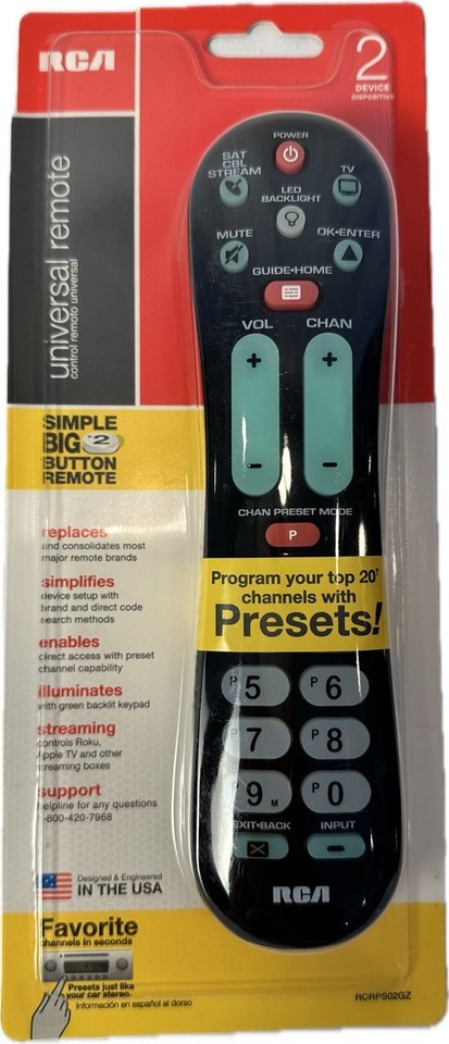 RCA RCRPS02GR 2 Device Universal Remote Control | eBay