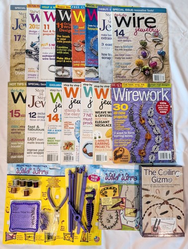 Lot of 15 Wire Jewelry Magazines + Deluxe Wild Wire Pack + The Coiling ...
