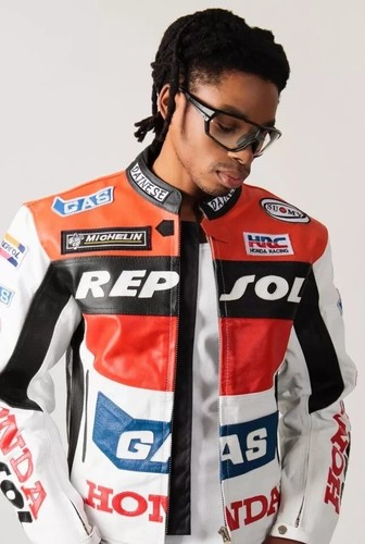Honda Repsol Motorcycle Racing Jacket Cowhide Leather Motorbike Sport ...