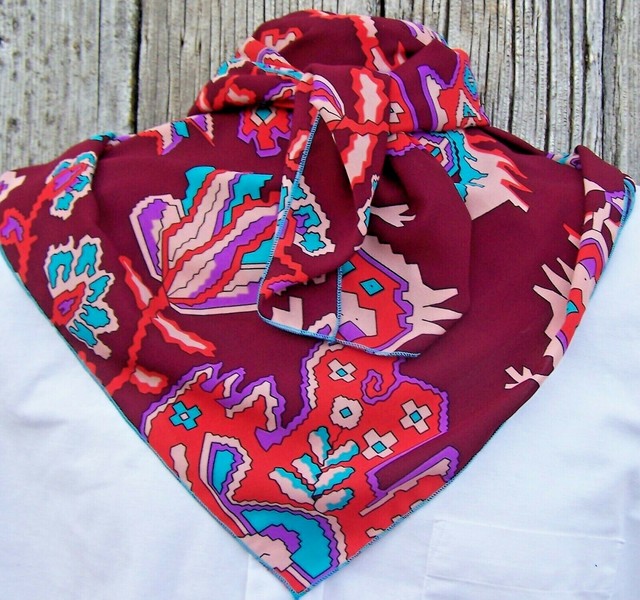 Wild Rag Scarf Cowboy Western Buckaroo Scarves Bandanas silky burgundy ...
