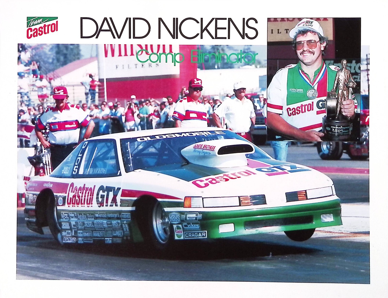 David Nickens Team Castrol GTX NHRA Racing 8.5X11 Promo Photo Card | eBay