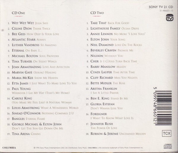 The All Time Greatest Love Songs CD GS5 No Case Celine Dion, George ...