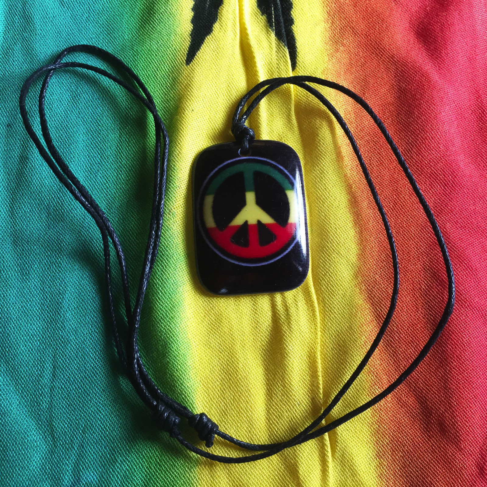 Black Cord Necklace Reggae Vibes Dog Tag Selassie Rasta Necklace ...