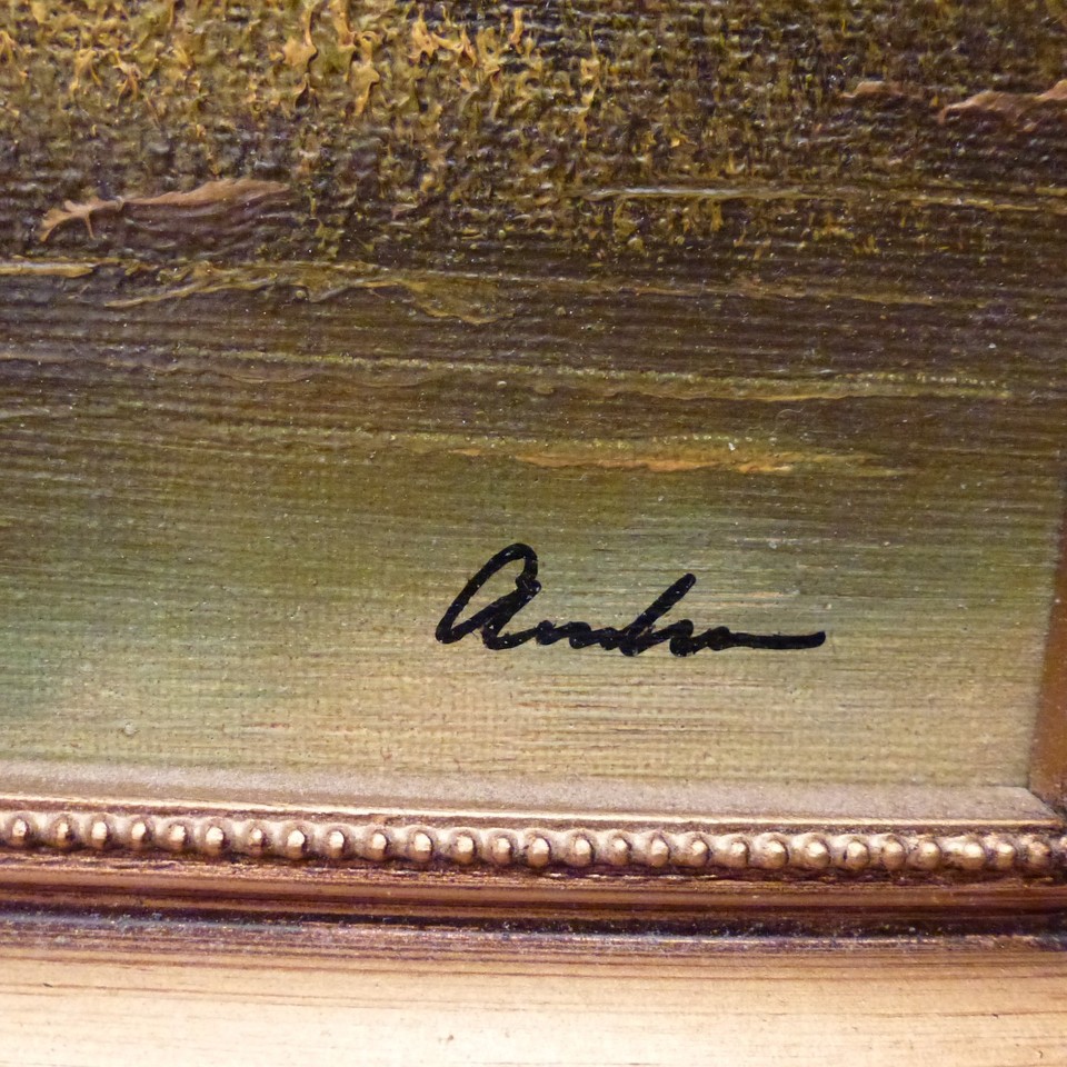 Signed Ambra Landscape on board Oil Painting SPECTRA GALLERIES LOS ...