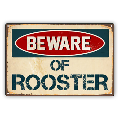 Beware of Rooster Vintage Sign Retro Rustic Home Décor Warning Aluminum ...