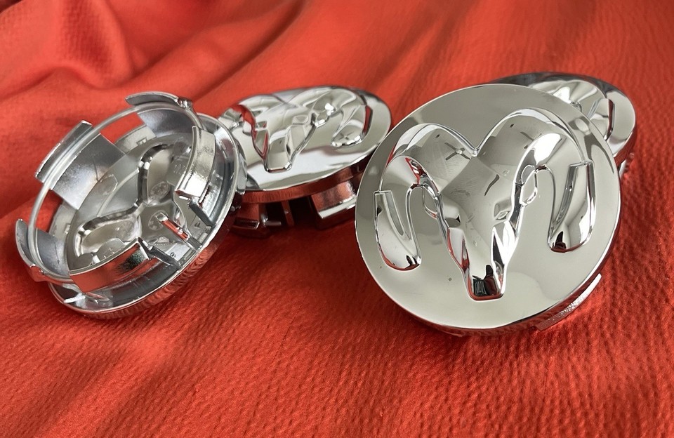 4x Glossy Silver Dodge 63mm Wheel Center Caps Fits Challenger Charger ...