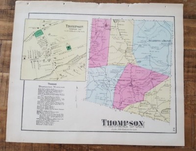ANTIQUE Colored Map of THOMPSON, PENNSYLVANIA / A. Pomeroy & Co. 1872 ...