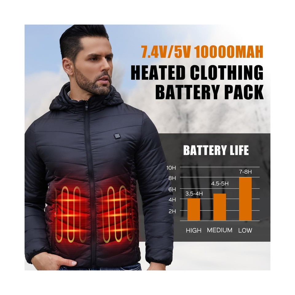 7.4V 10000mAh Heated Jacket Vest Battery Pack Compatible with ORORO ...