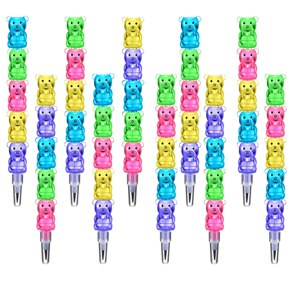 12pcs Stackable Bear Pencils - 5 In 1 Colored Swap Plastic Stacker | eBay