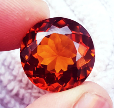20.30 Ct Loose Gemstone Excellent Round Cut Natural Hessonite Garnet ...