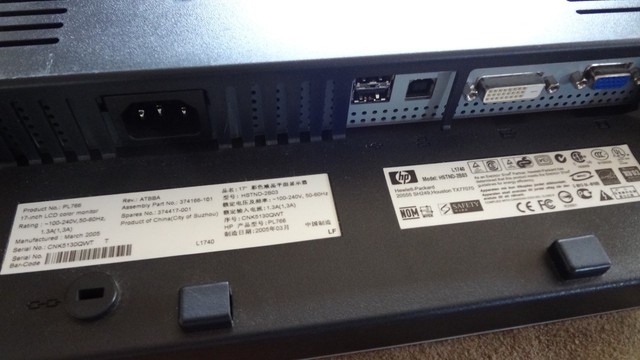 HP 17" L1740 Model Hstnd-2b03 Monitor With VGA and Power Cord for sale ...