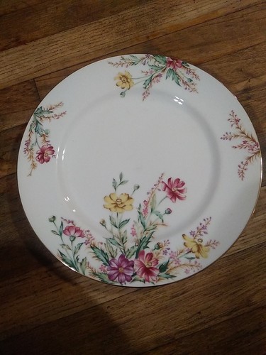 Vintage Kent China Springfield Floral Gold Trim Grannycore Dinner Plate ...