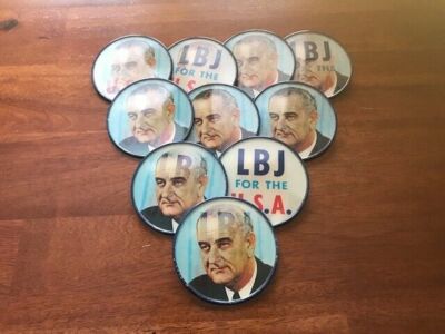10 LBJ FOR THE USA, LYNDON JOHNSON FLASHER POLITICAL CAMPAIGN PIN ...