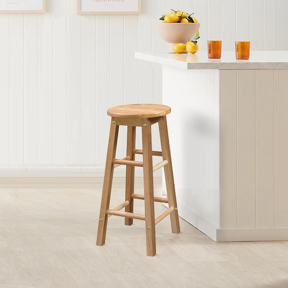 Wooden Bar Stool Bar Kitchen Breakfast Bar Stool 60CM High Legs Pub ...