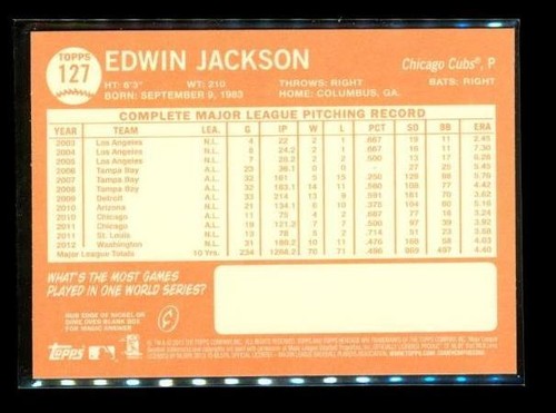 2013 TOPPS HERITAGE Baseball Trading Card #127 EDWIN JACKSON Chicago ...