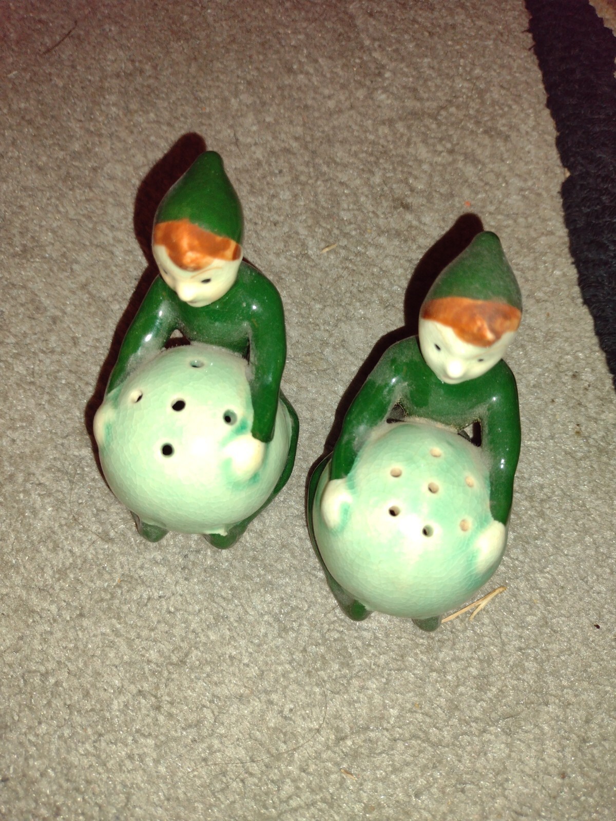 Vtg 1950s Japan Pixie Elves With Snowball Salt & Pepper Shakers Marked ...