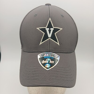 Vanderbilt Commodores Hat Cap Gray Memory Fit White Script Large V Star ...
