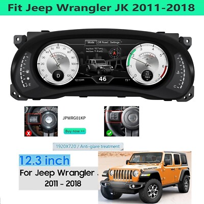 12.3 INCH Digital Instrument Cluster For JEEP Wrangler JK Speedometer ...