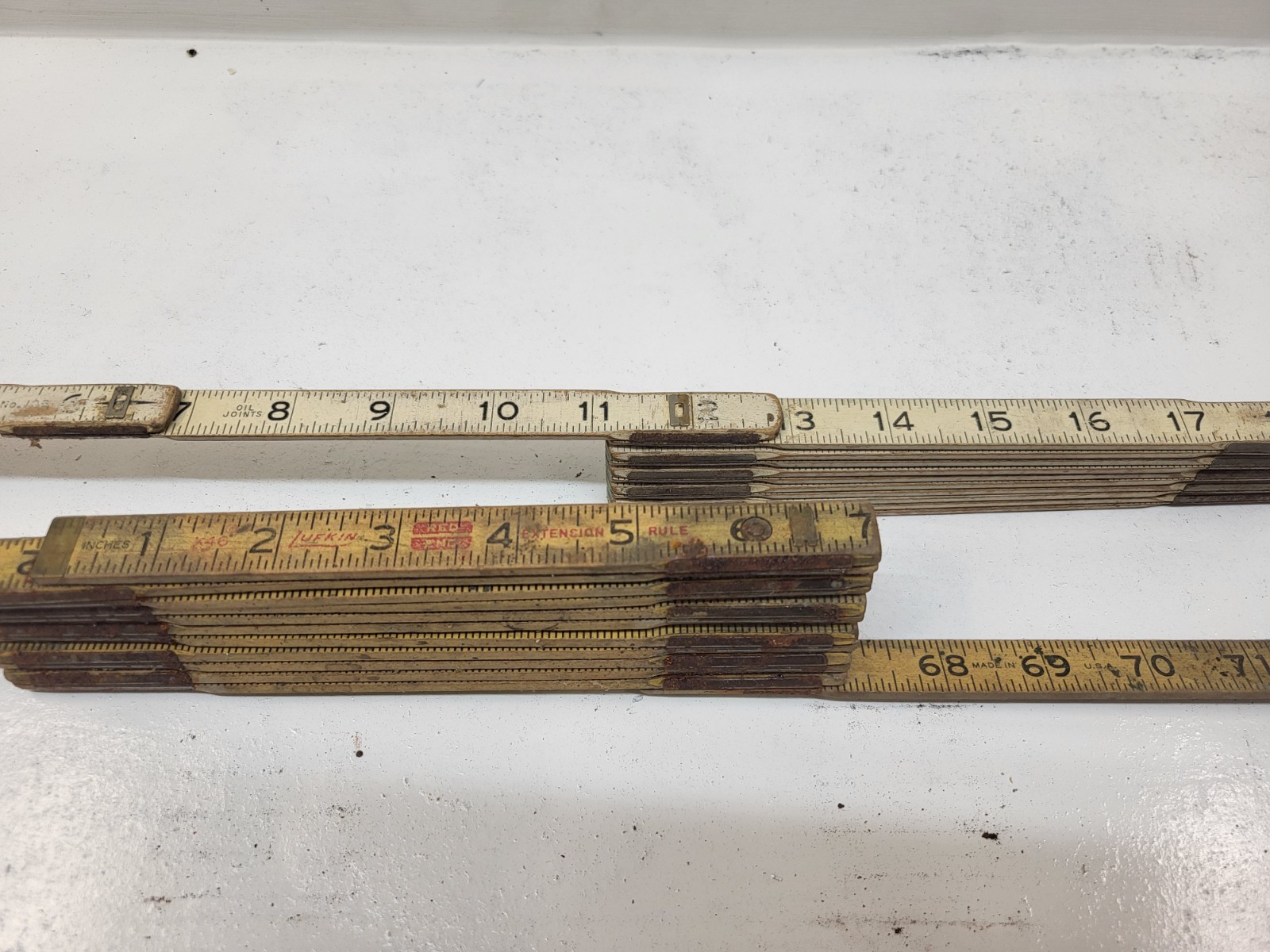 Vintage 72" Lufkin X46 Wood Folding Ruler 1x, 1 Unknown Folding Ruler ...