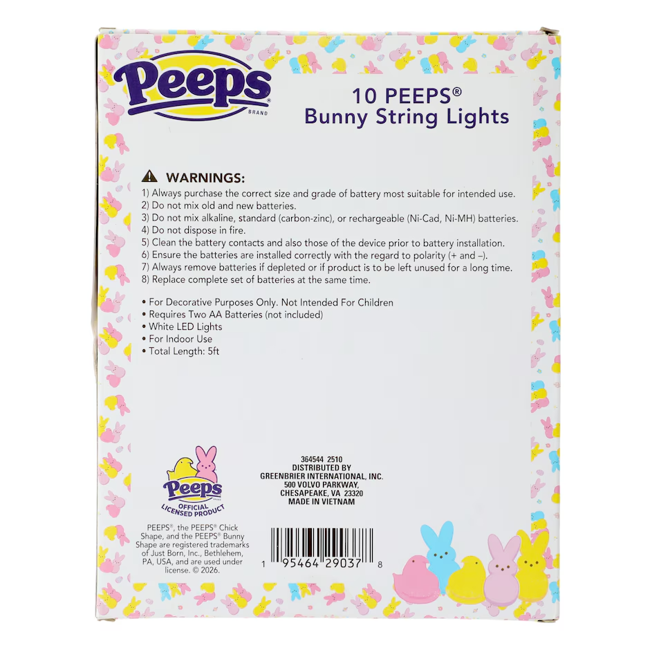 Peeps Bunny String Lights 10 White LED Lights New Easter Decor | eBay