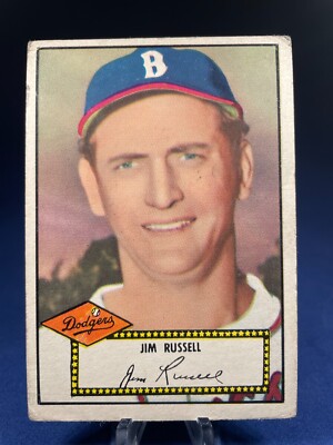 1952 Topps Baseball Card Jim Russell #51 Brooklyn Dodgers | eBay