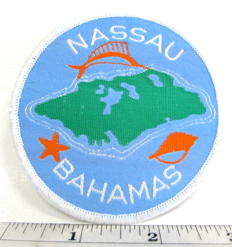 Vintage Nassau Bahamas Jacket Patch Marlin Fish Conch Shell Travel ...
